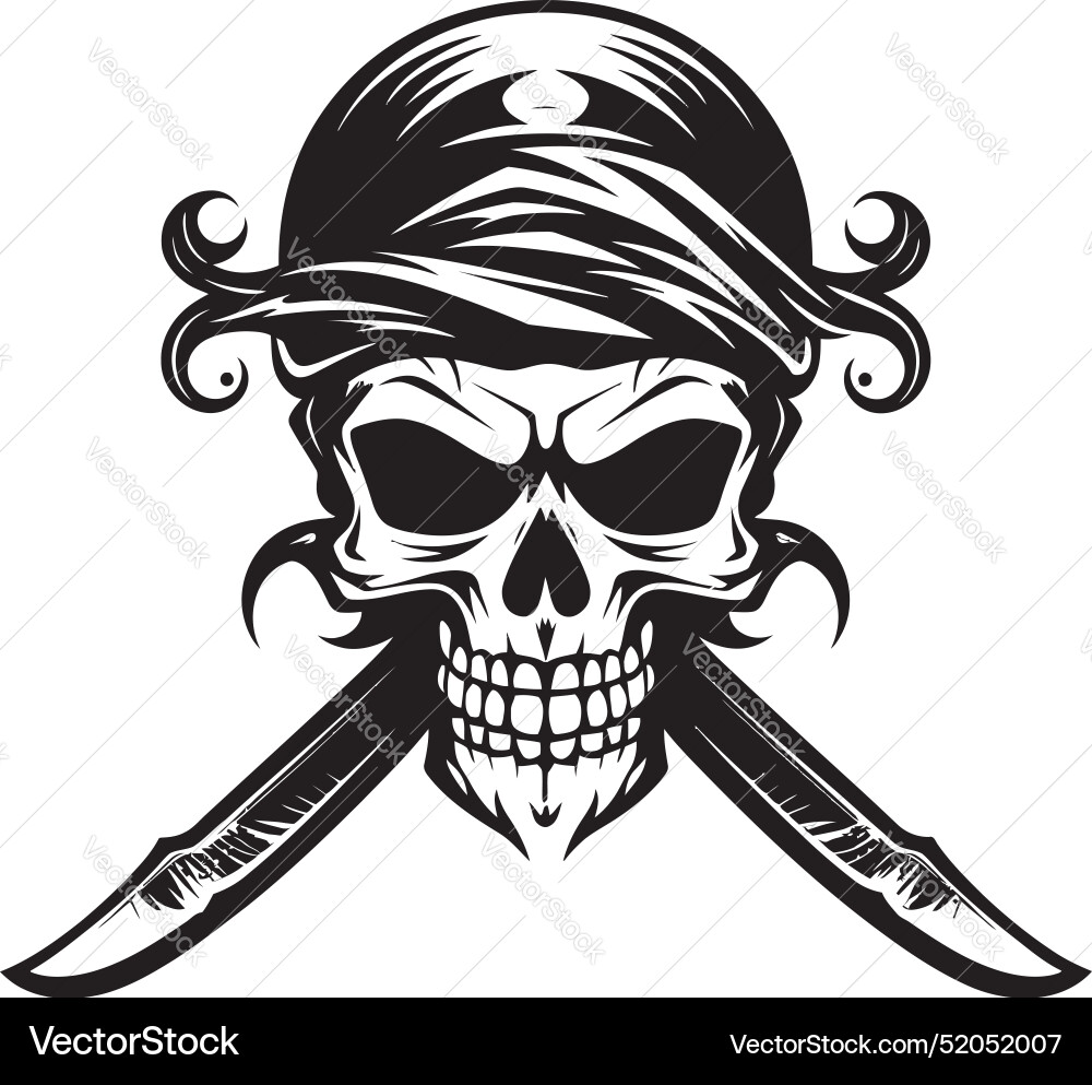 Dagger piercing skull symbol rogue pirates emblem Vector Image