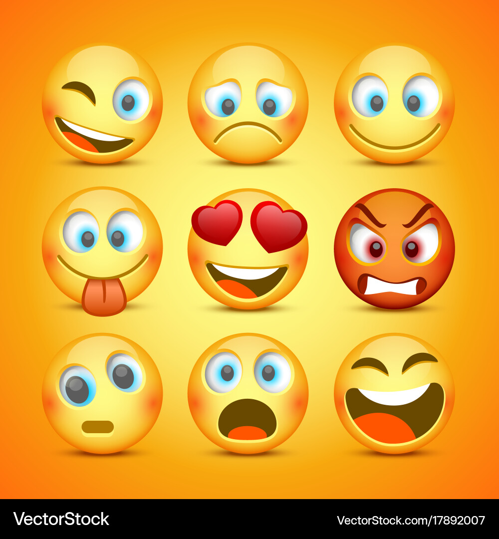Emoji and sad icon set collection Royalty Free Vector Image