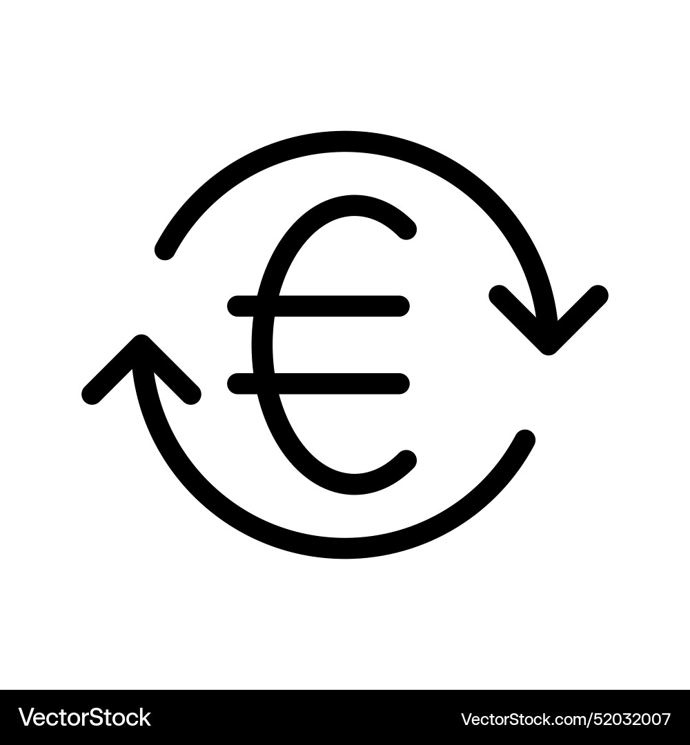 Euro icon linear logo mark in black and white Vector Image