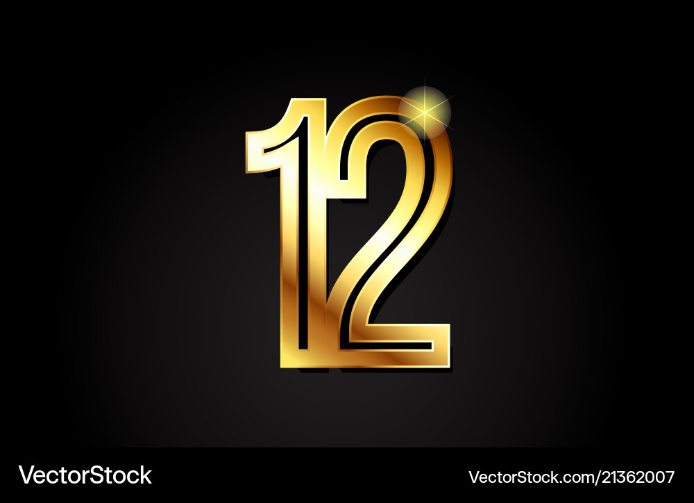 Gold number 12 logo icon design Royalty Free Vector Image