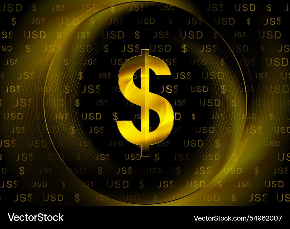 Golden american dollar currency symbol logo Vector Image