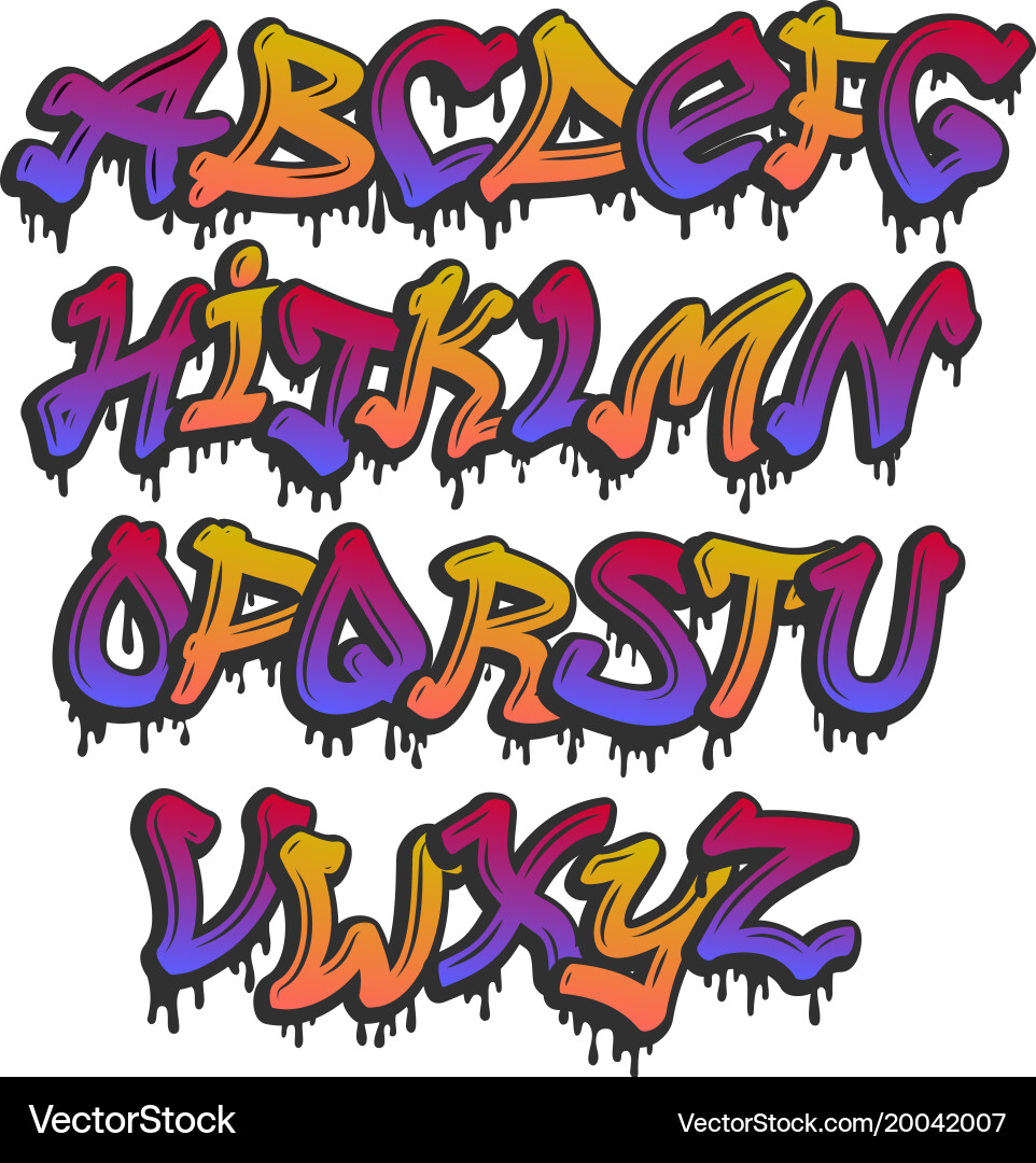 Graffity alphabet hand drawn grunge font Vector Image