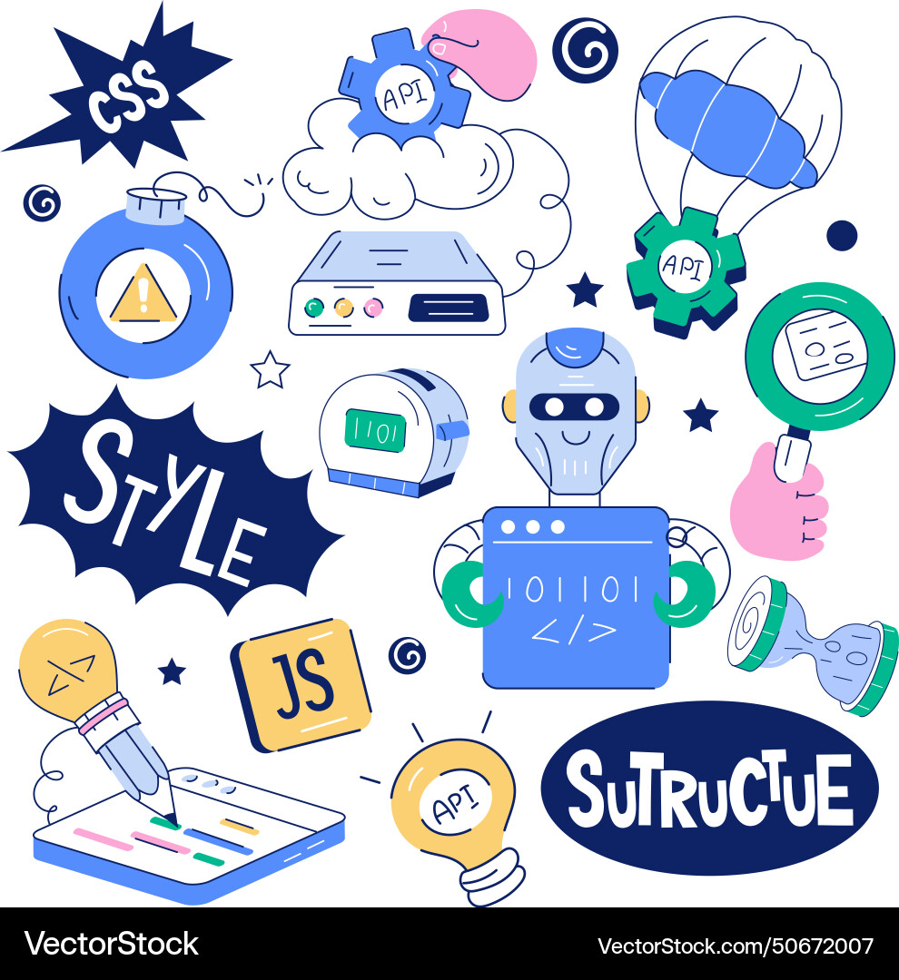 Programming Pattern Depicting Software Coding Web Vector Image