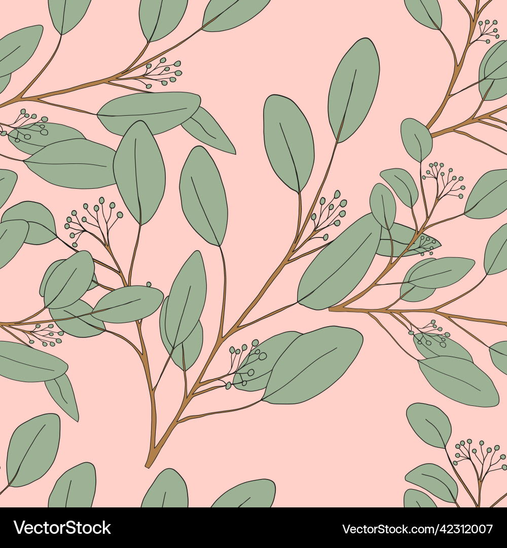 Seamless pattern eucalyptus branches leaves Vector Image