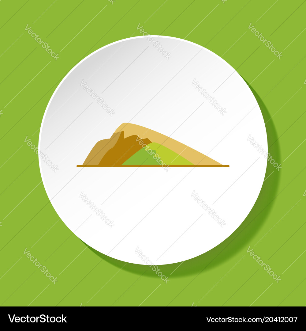 Sloping hill icon in flat style Royalty Free Vector Image