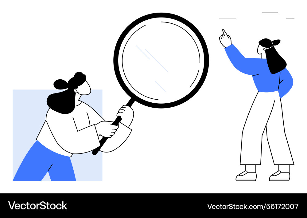 Teamwork and exploration concept with magnifying Vector Image