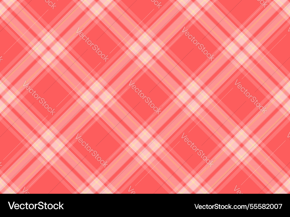 Vibrant coral and peach diagonal plaid pattern Vector Image