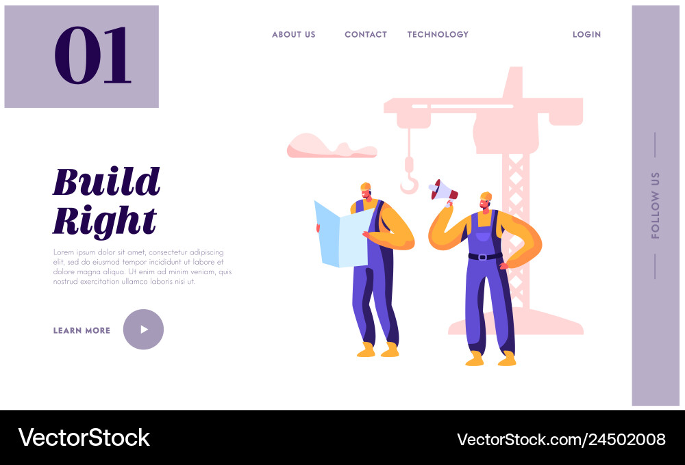 Builder man building with construction crane Vector Image