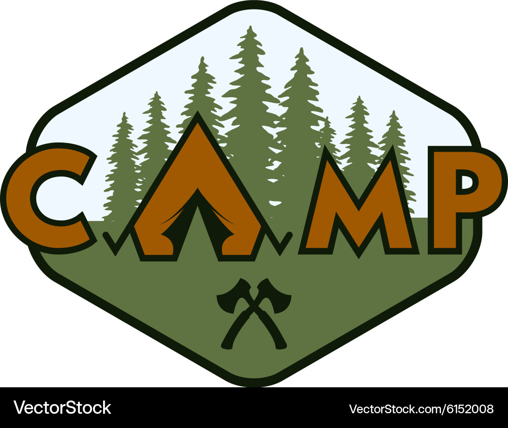 Camping Emblem Badge Royalty Free Vector Image