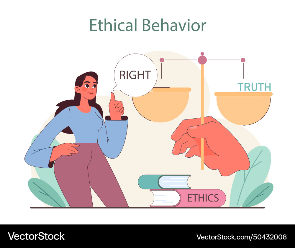 Ethical behavior concept weighing right against Vector Image