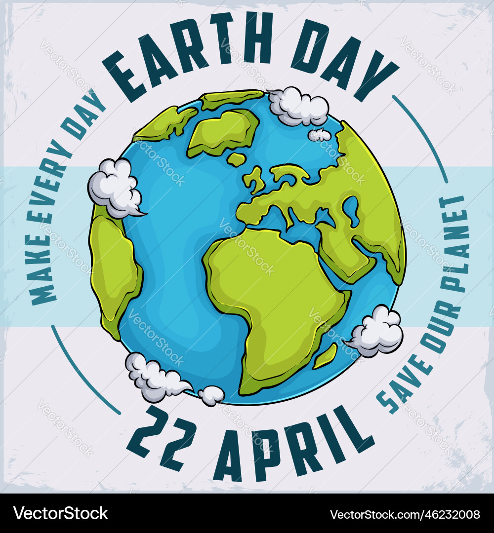 Hand drawn earth planet for happy day Royalty Free Vector