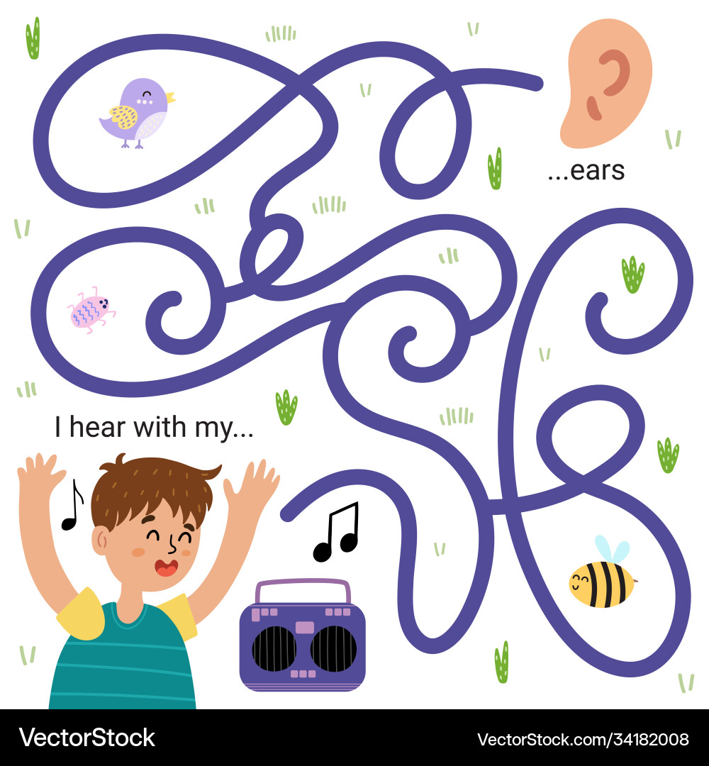 Maze Game: Hear with My Ears Royalty Free Vector Image