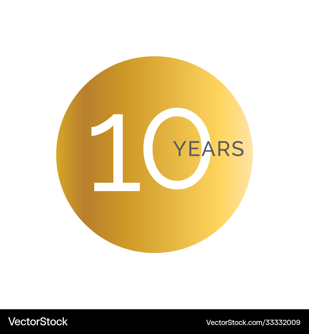 10th anniversary gold banner template tenth Vector Image