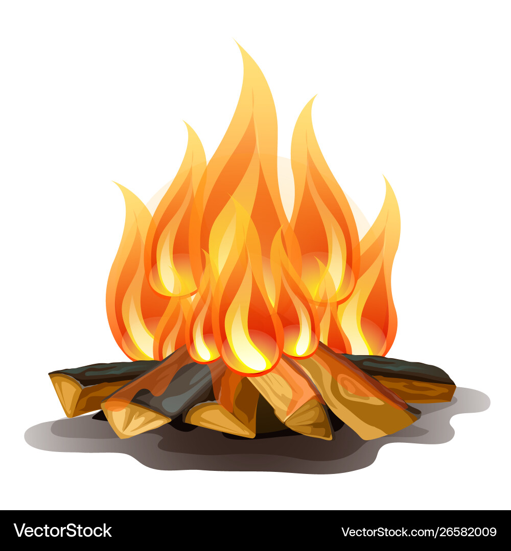 Cartoon Campfire on White Background Royalty Free Vector