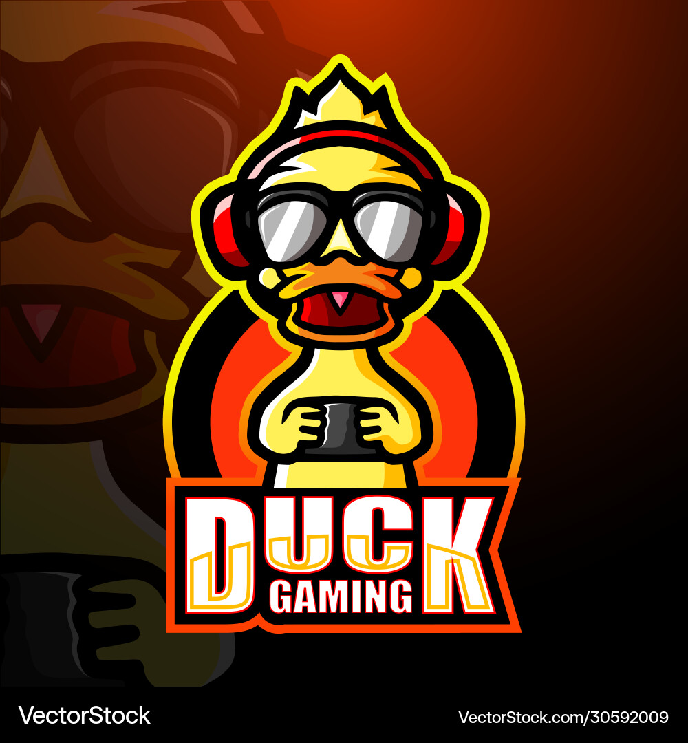 Cute Duck Gaming Mascot Logo Royalty Free Vector Image