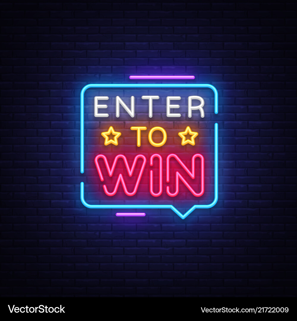 Enter to win neon text Royalty Free Vector Image