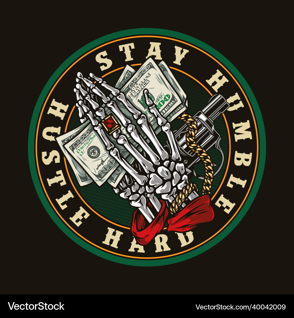 Gun Money Badge - Retro Style Royalty Free Vector Image