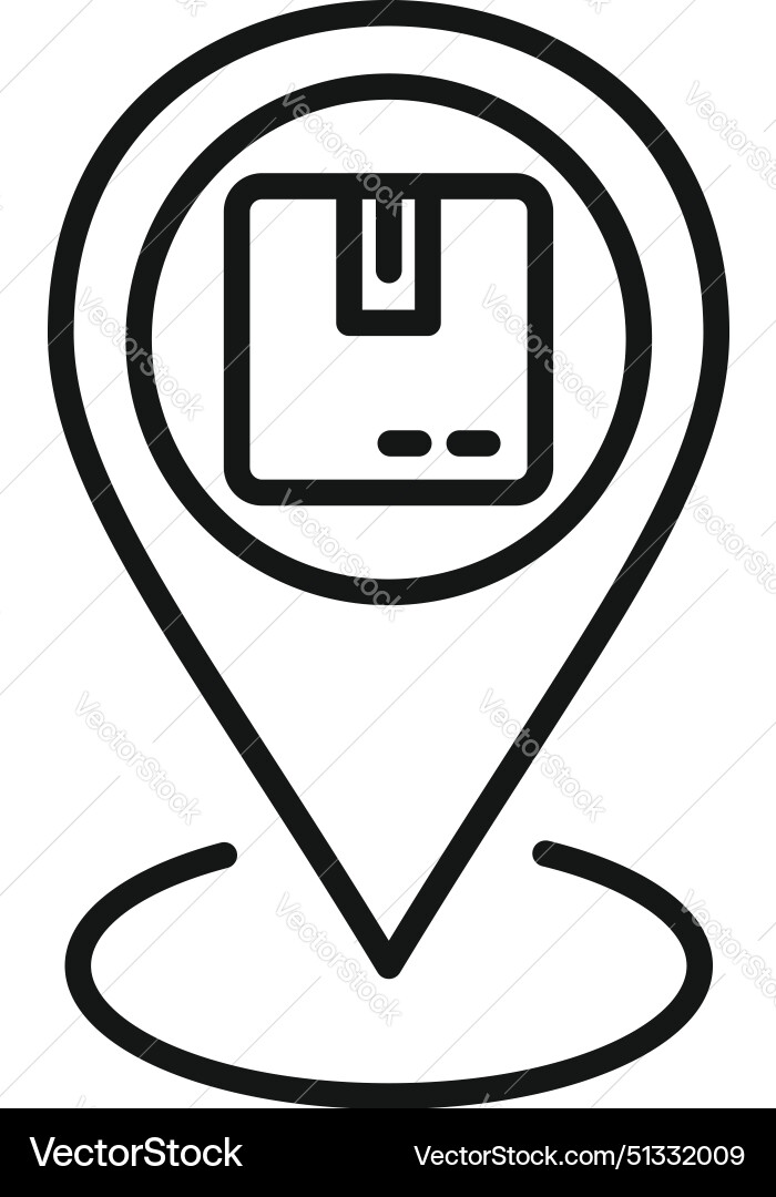 Icon of a map pin with package symbol Royalty Free Vector