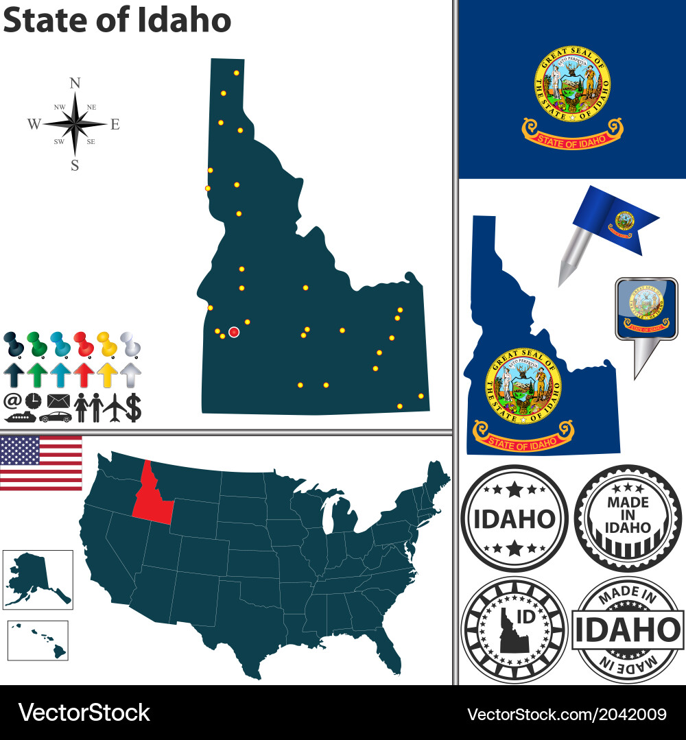 Map of idaho Royalty Free Vector Image - VectorStock
