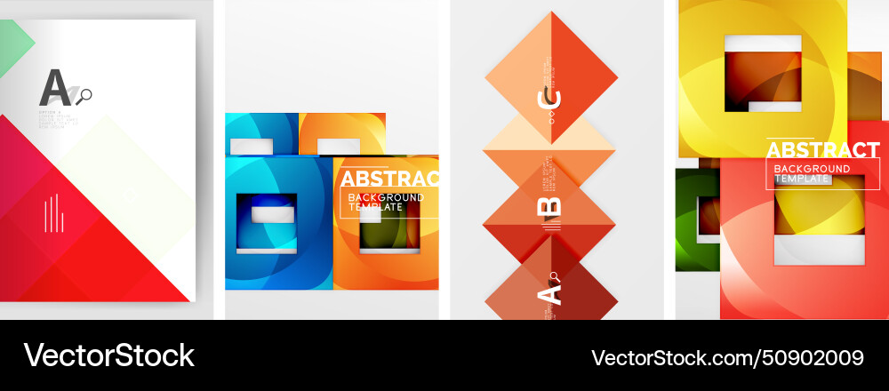Set of square geometric poster backgrounds Vector Image