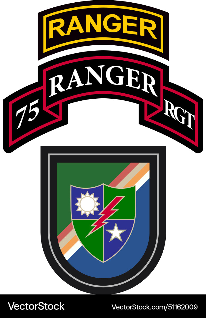 Sleeve patch and insignia of the 75th ranger Vector Image