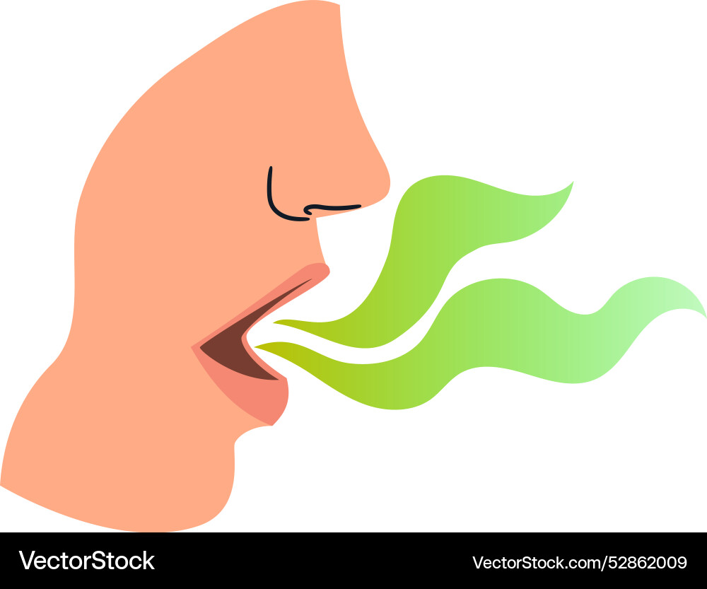 Stink from unbrushed teeth bad smelly breath Vector Image