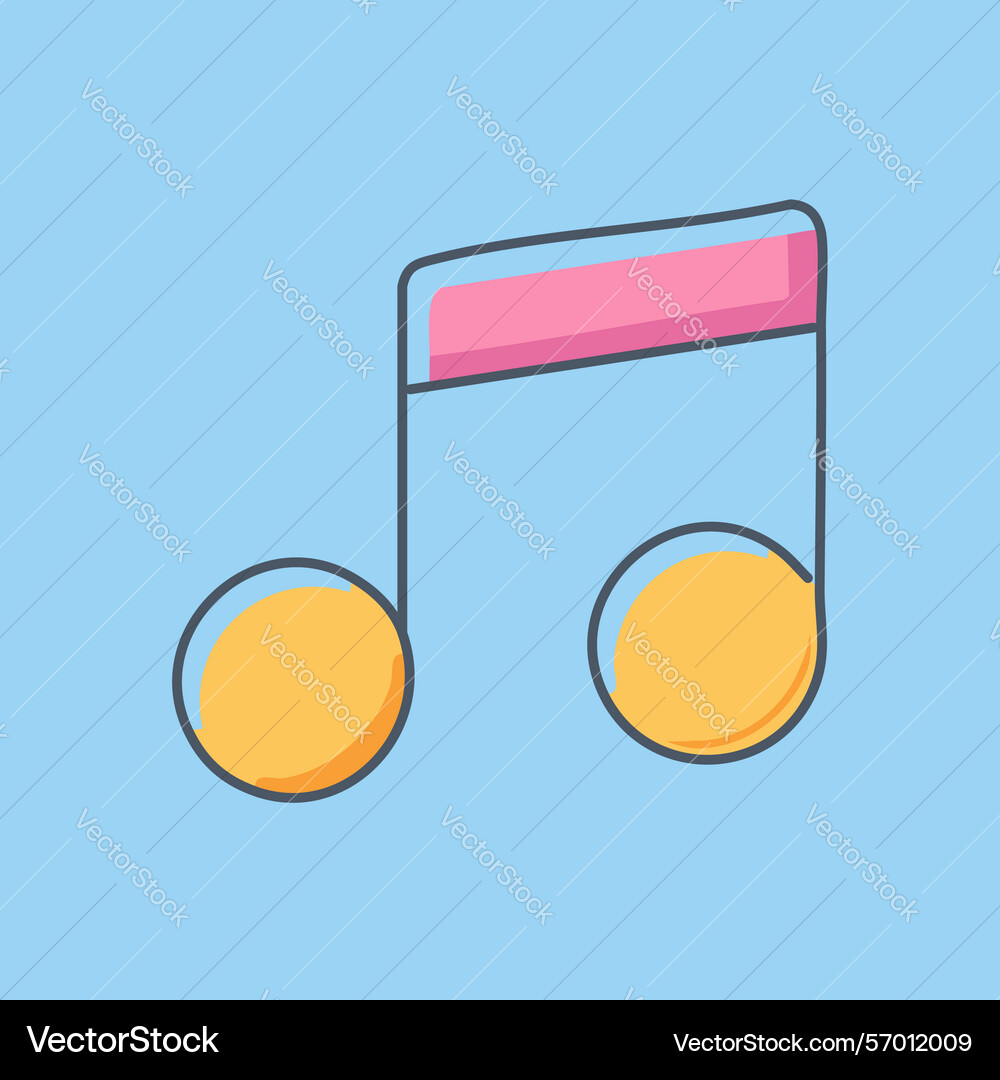Stylized music note icon pastel pink yellow blue Vector Image