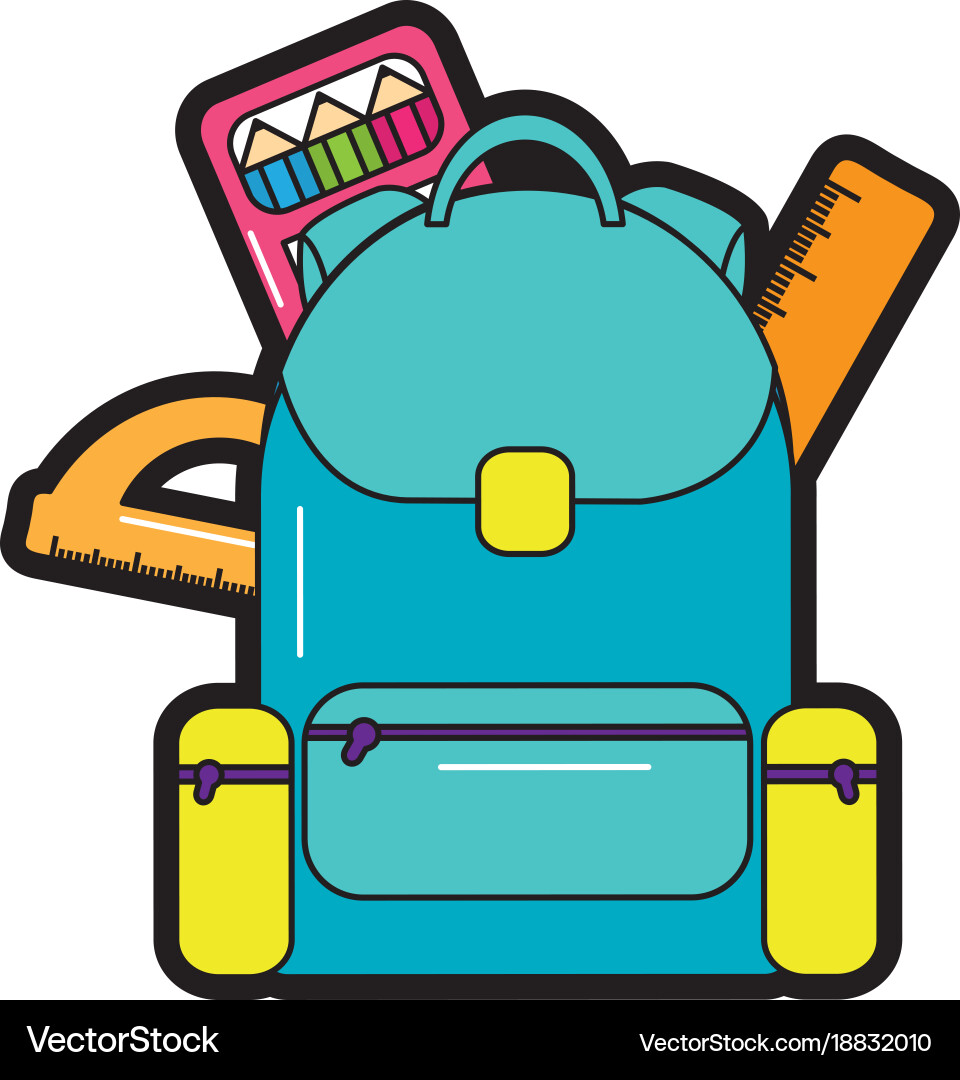 Backpack with school supplies icon image Vector Image
