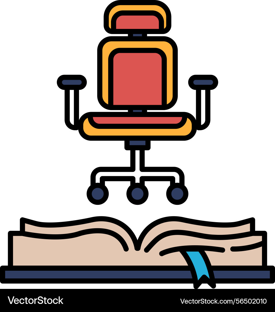 Ein Stuhl sitzt auf einem offenen Buch Lizenzfreier Vektor
