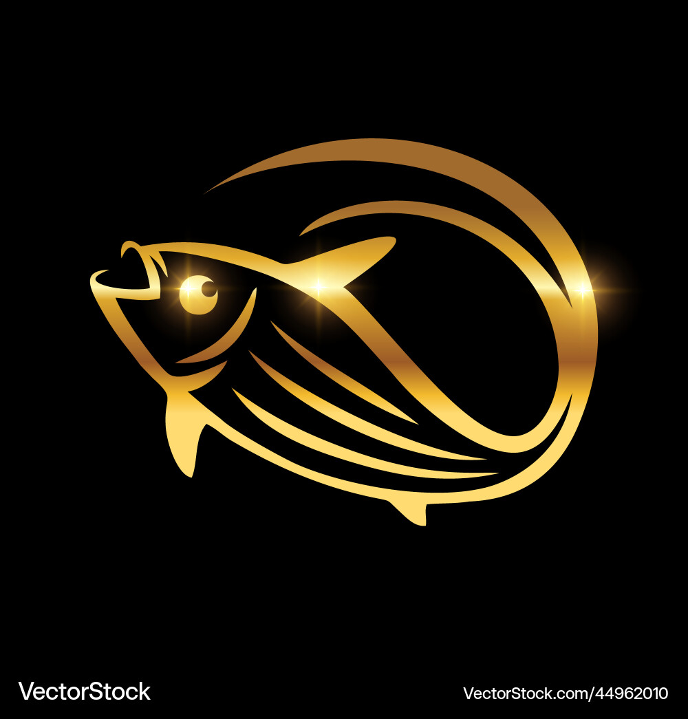 Golden luxury fish icon Royalty Free Vector Image