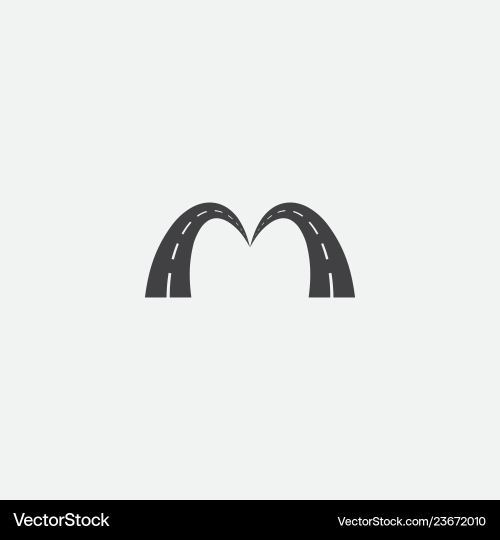 Highway road letter m logo icon Royalty Free Vector Image