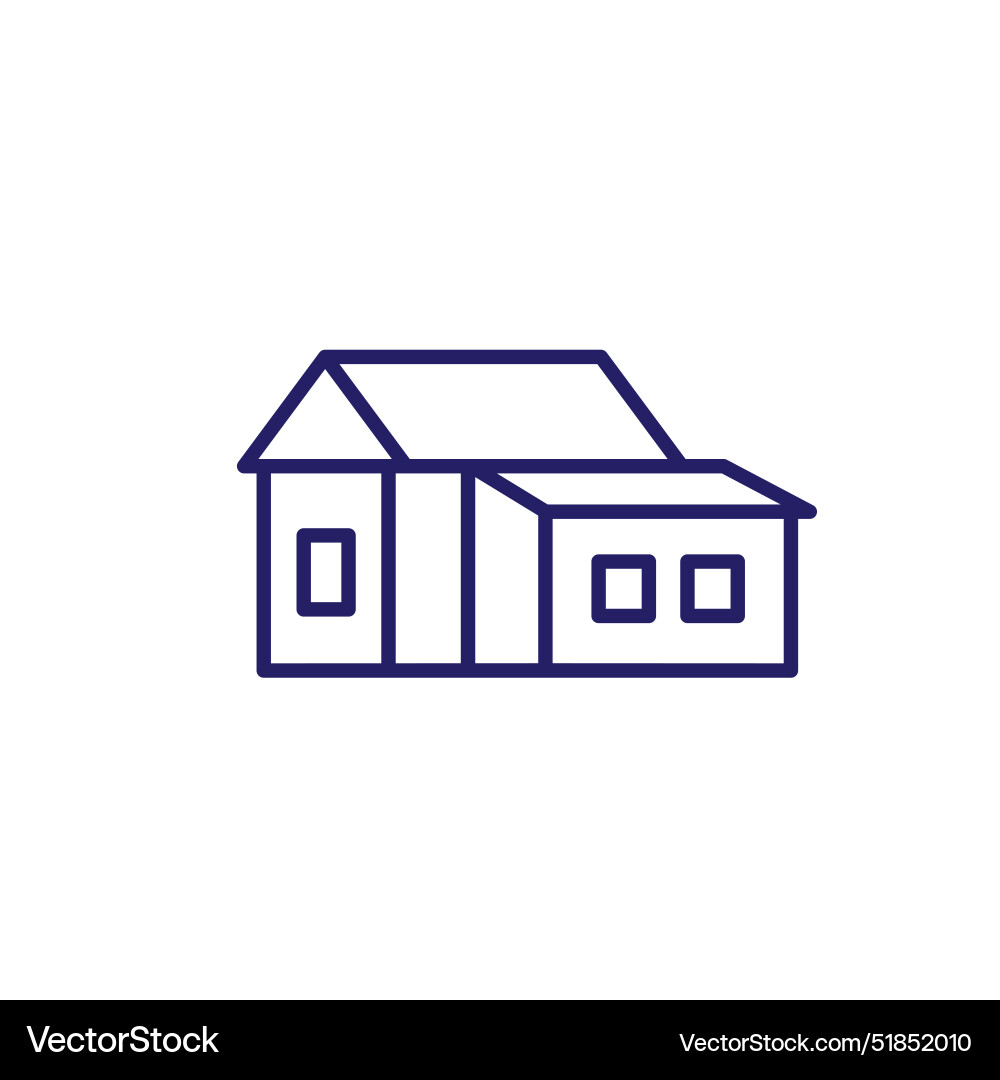 House extension line icon on white Royalty Free Vector Image