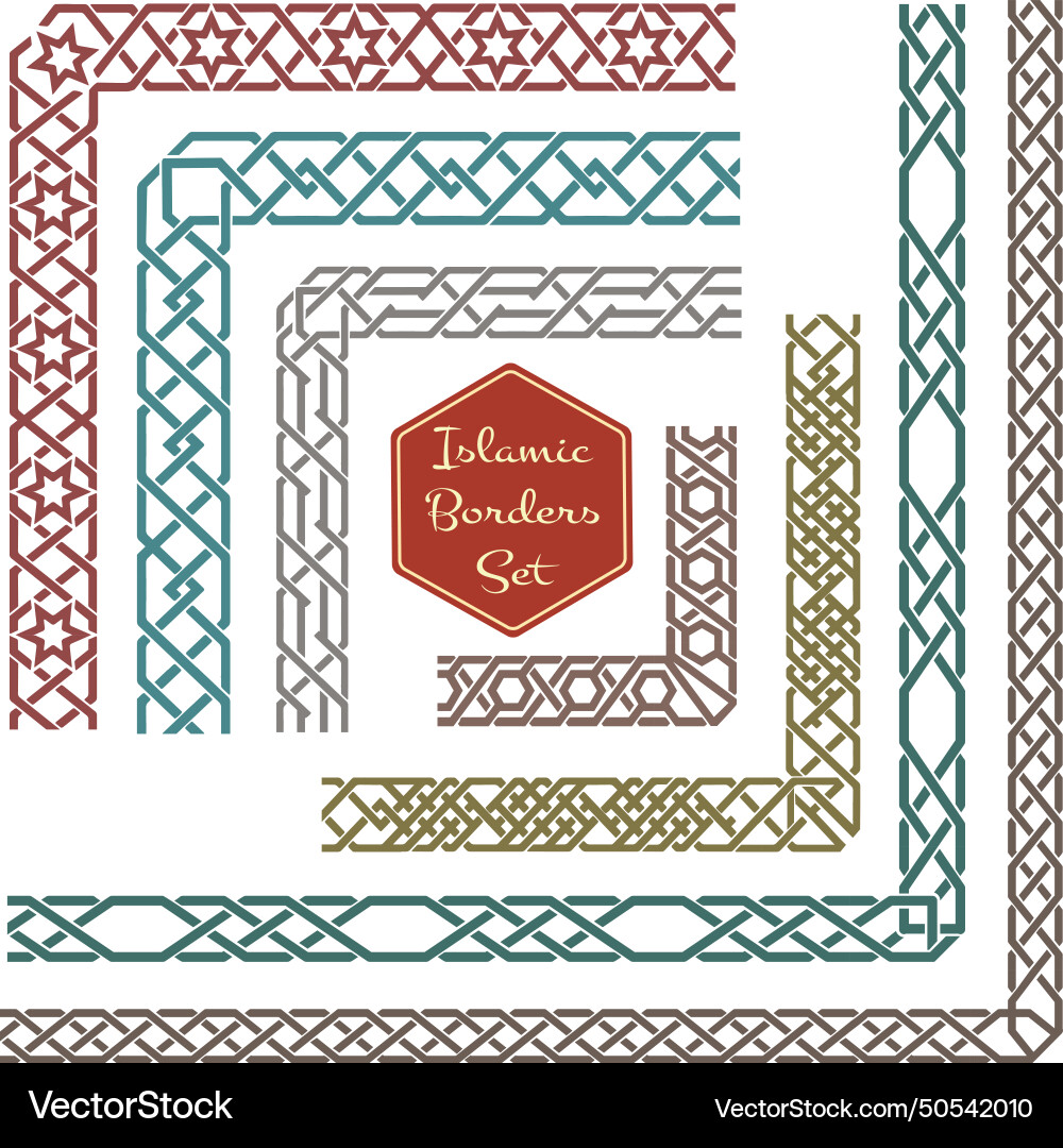 Islamic ornamental borders with corners Royalty Free Vector