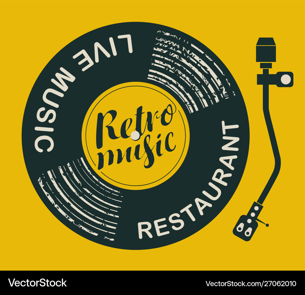 Menu for retro music restaurant with vinyl record Vector Image