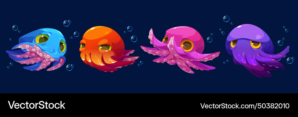 Octopus cartoon character set Royalty Free Vector Image