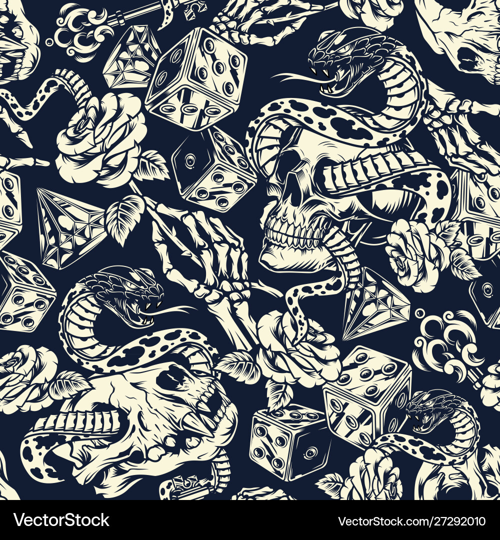 Vintage tattoos seamless pattern Royalty Free Vector Image