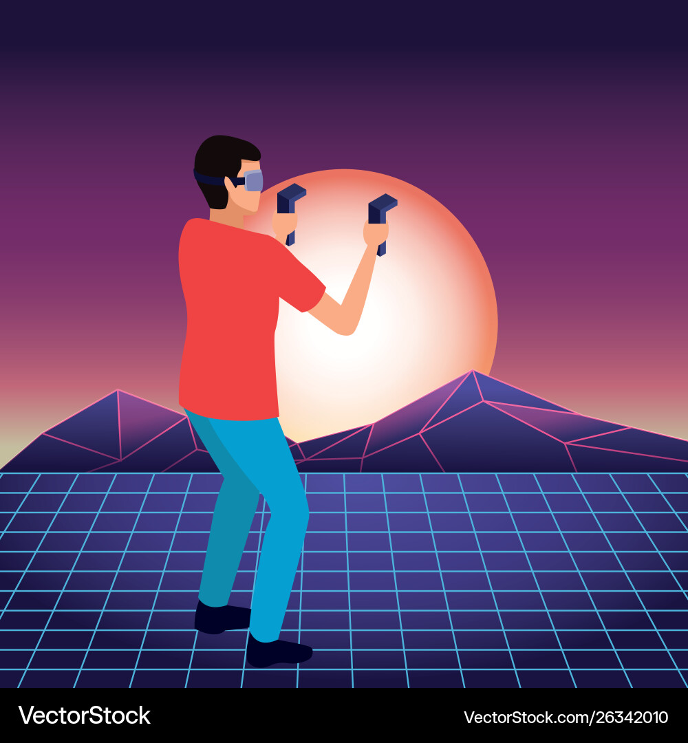 Virtual reality technology experience cartoon Vector Image
