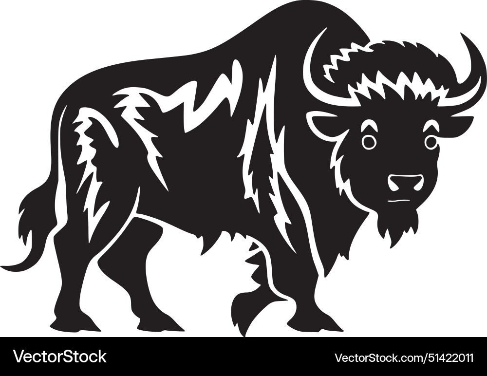 Bison - minimalist and flat logo Royalty Free Vector Image