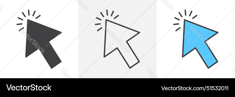 Cursor Icon Set Click Arrow Symbol Web Mouse Vector Image