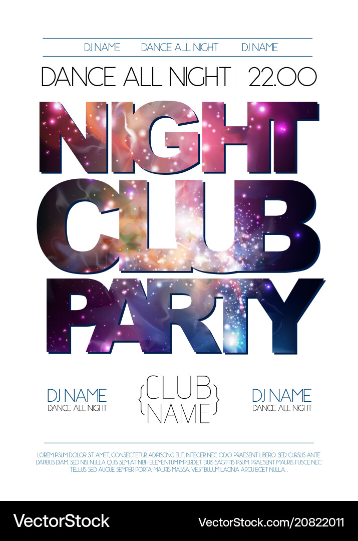 Disco night club poster on open space background Vector Image
