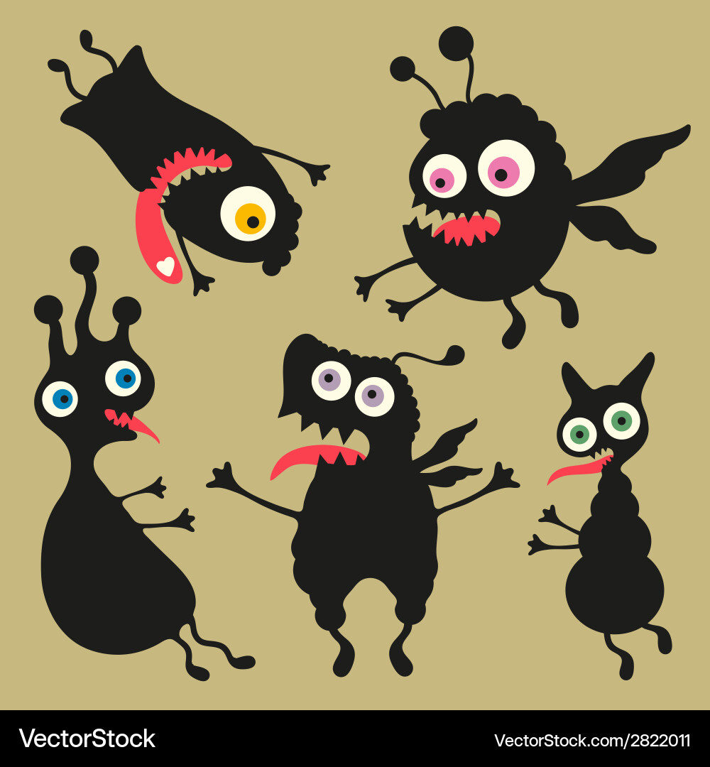 Happy monsters - set 8 Royalty Free Vector Image