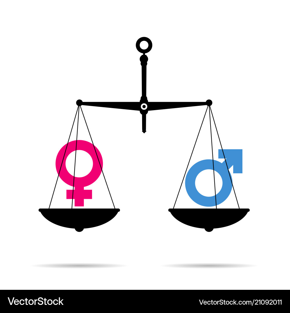 Scale with male and female symbol Royalty Free Vector Image