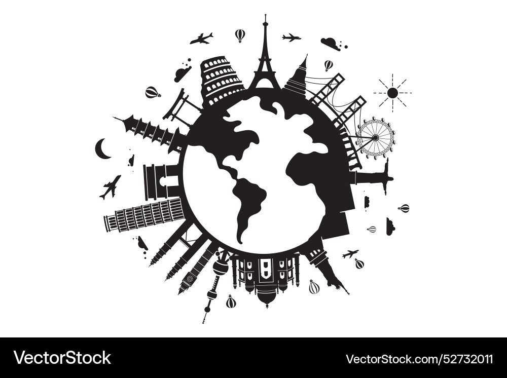 Tour travel around the world Royalty Free Vector Image