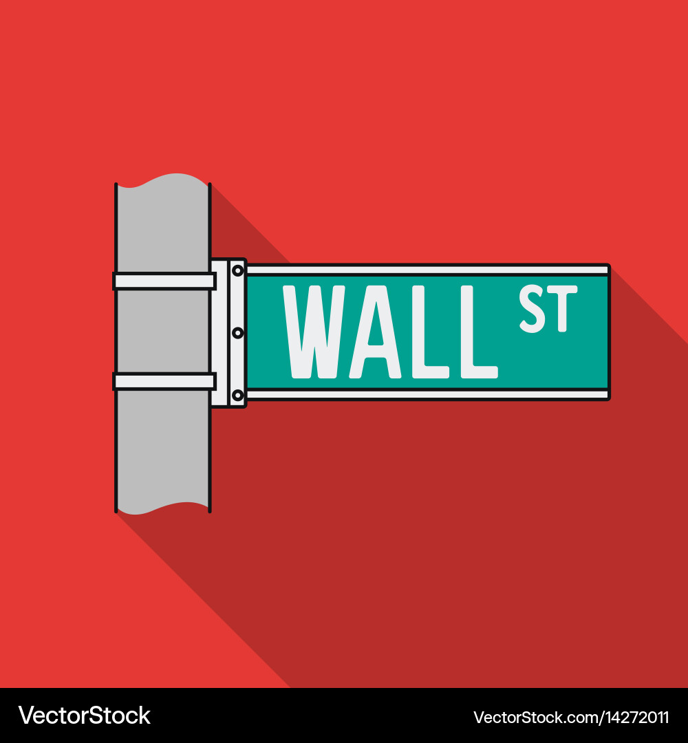 Wall street sign icon in flat style isolated Vector Image