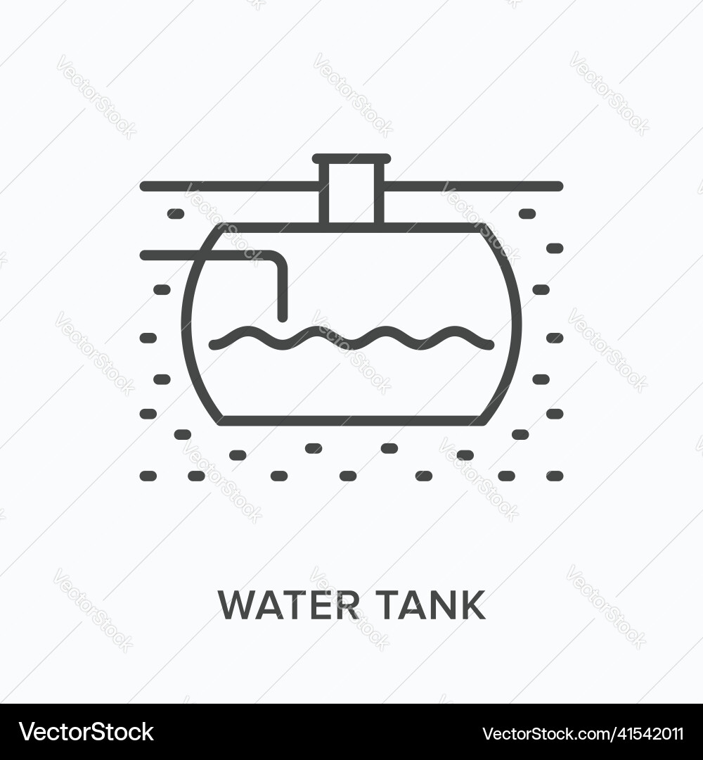 Water tank flat line icon outline Royalty Free Vector Image
