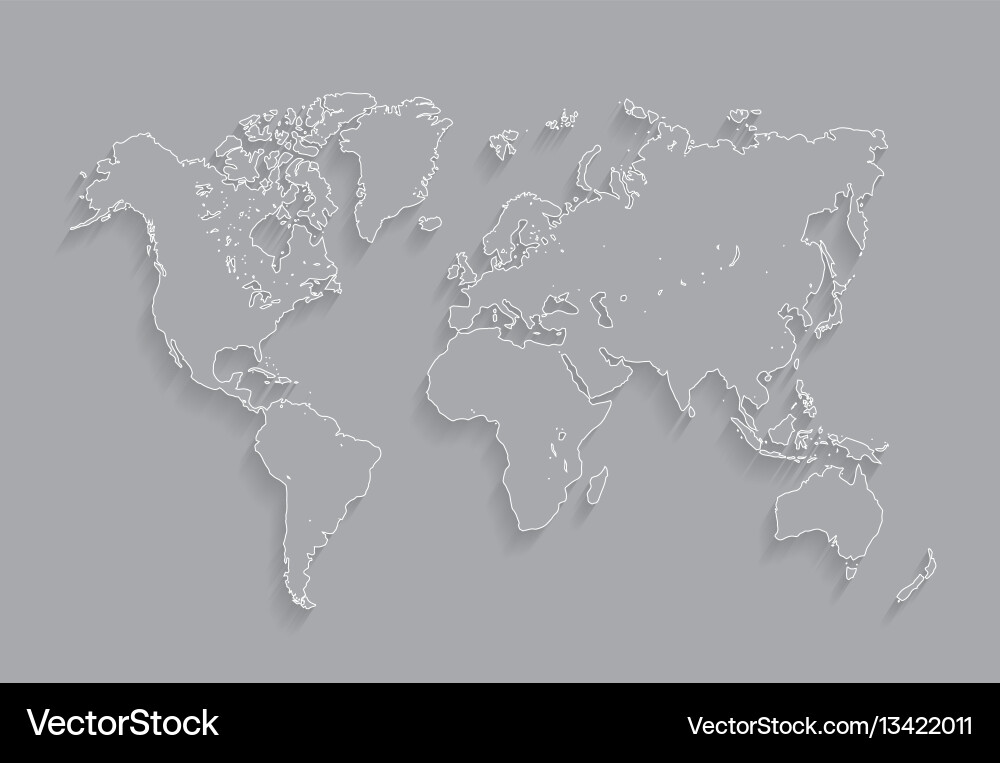 White World Map with Shadows Royalty Free Vector Image