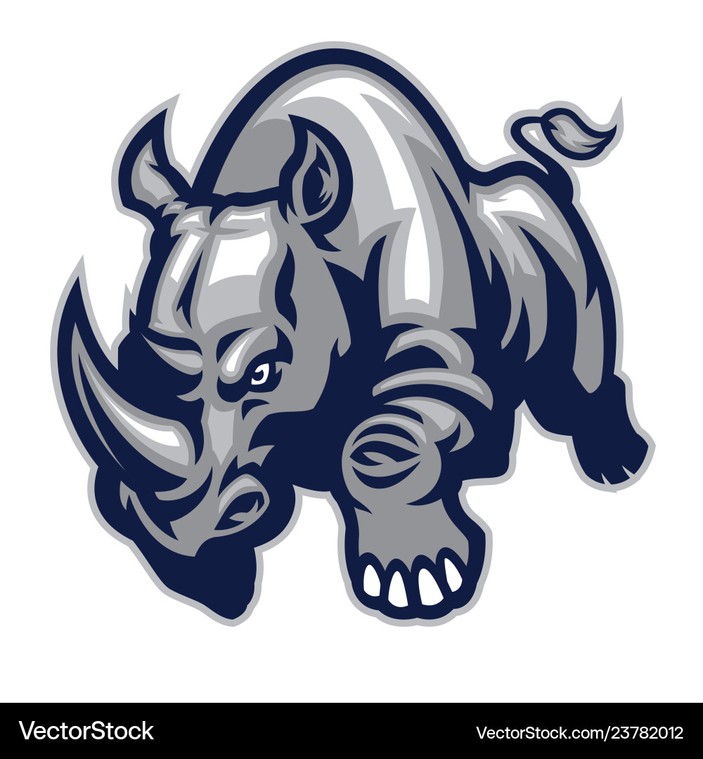 Angry charging rhino Royalty Free Vector Image