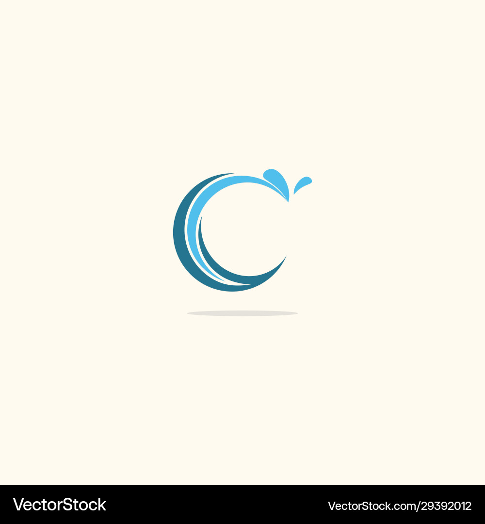 C initial water blue logo Royalty Free Vector Image