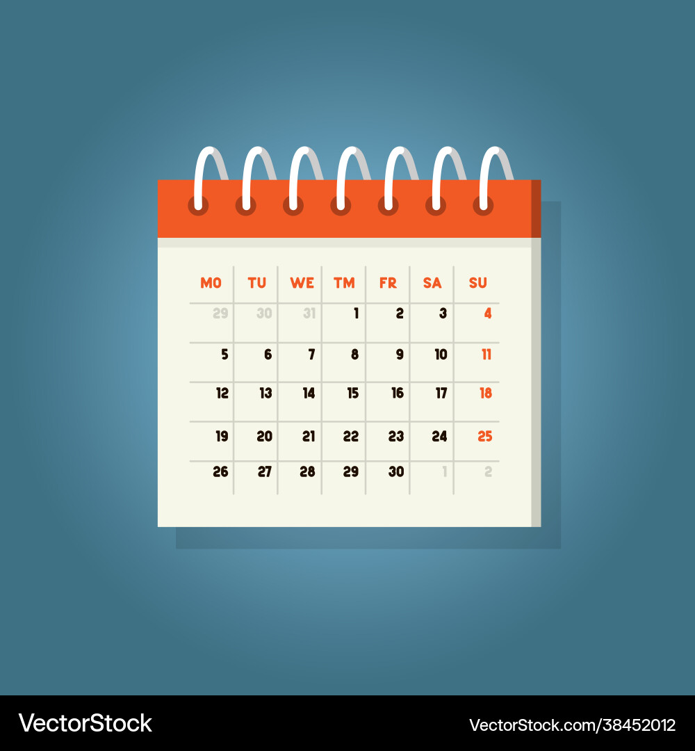 Color calendar Royalty Free Vector Image - VectorStock