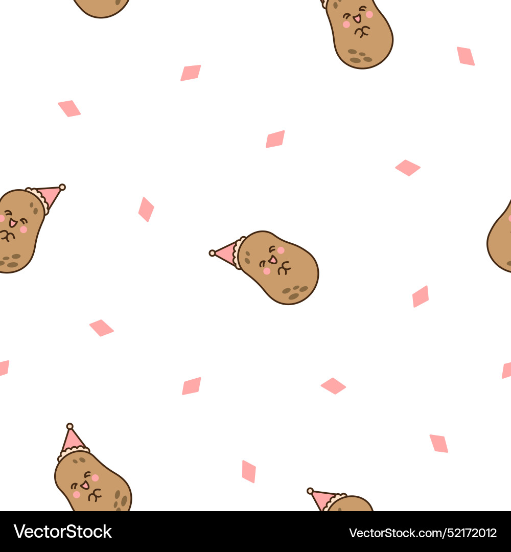 Cute happy potato character seamless pattern Vector Image